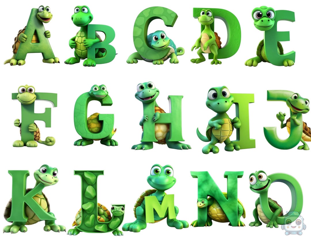 Turtle Alphabet Clipart, Transparent Background, High Quality, Clipart ...