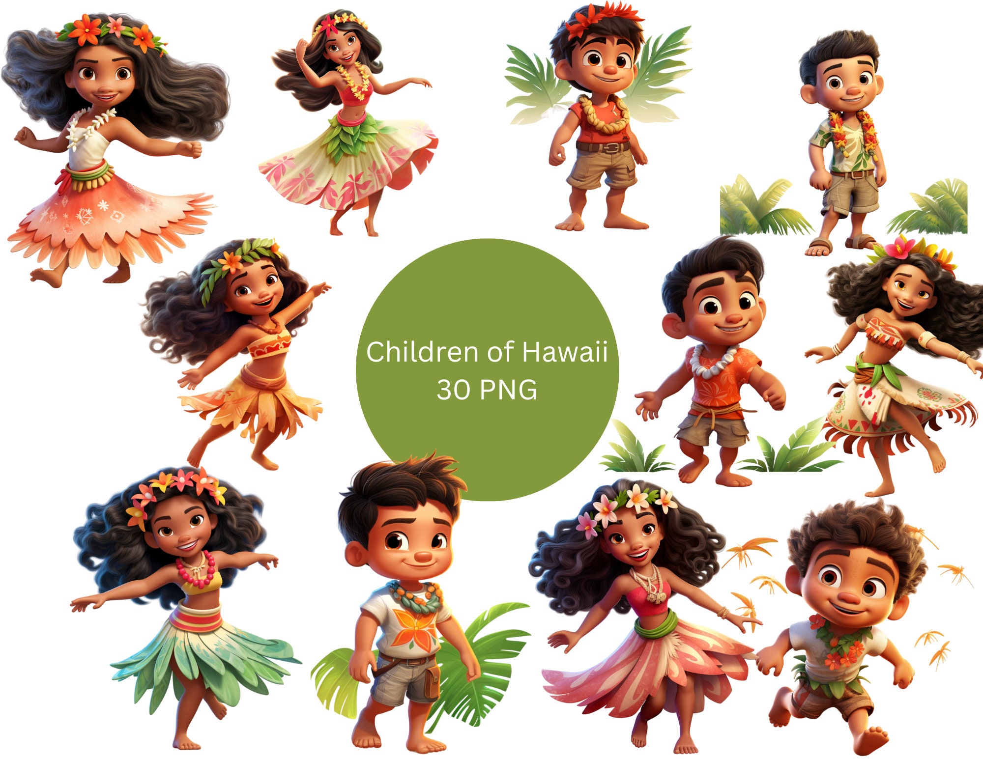 Animated Children of Hawaii Clipart, Hawaii PNG, Digital Files on ...