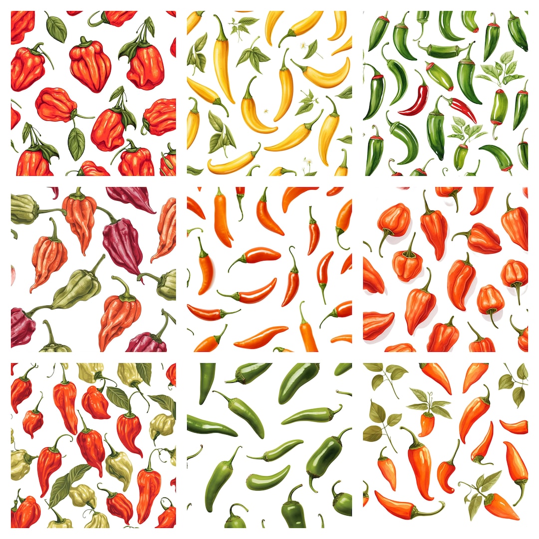 Chilli Peppers Digital Paper, Wallpaper, Printable Design, 20 JPG ...
