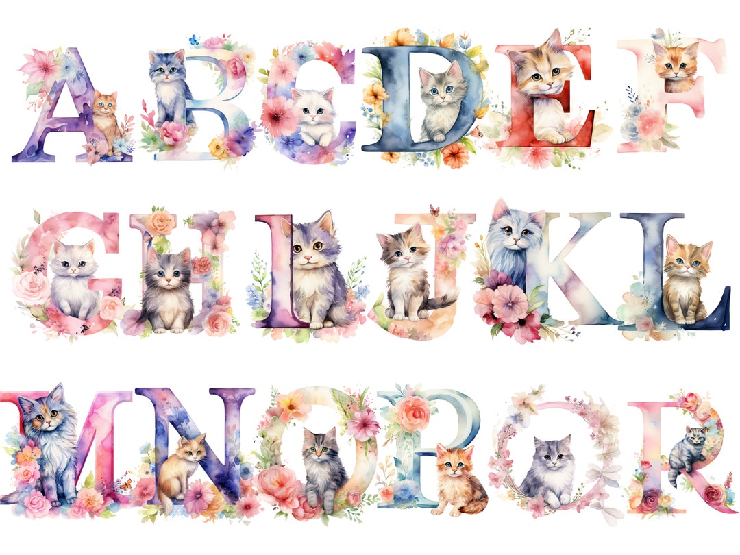 Cat Alphabet FONT Png, Cat Alphabet Png, Cat Png Cut Files for Cricut ...