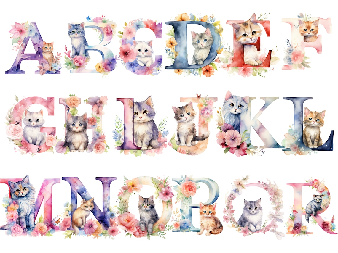 Cat Alphabet FONT Png Cat Alphabet Png Cat Png Cut Files for - Etsy