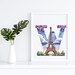 Watercolor Eiffel Tower Alphabet Clipart, PNG Individual Images ...