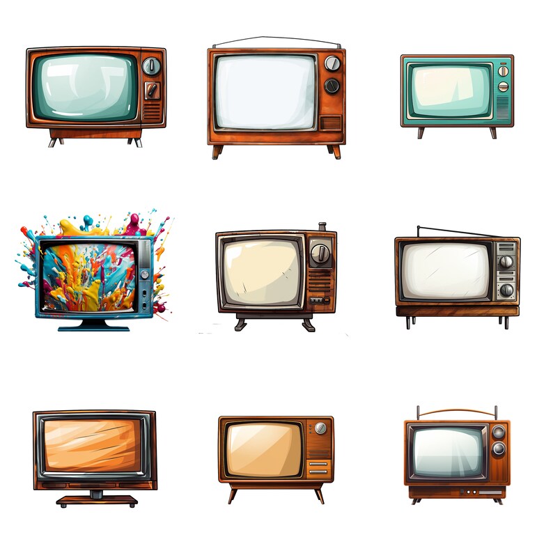 Television Clipart, Tvs Clipart, PNG Digital Files on Transparent ...