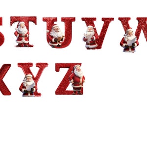 Santa Claus Red Glitter Alphabet, Letters Png, Alphabet Png, Instant ...