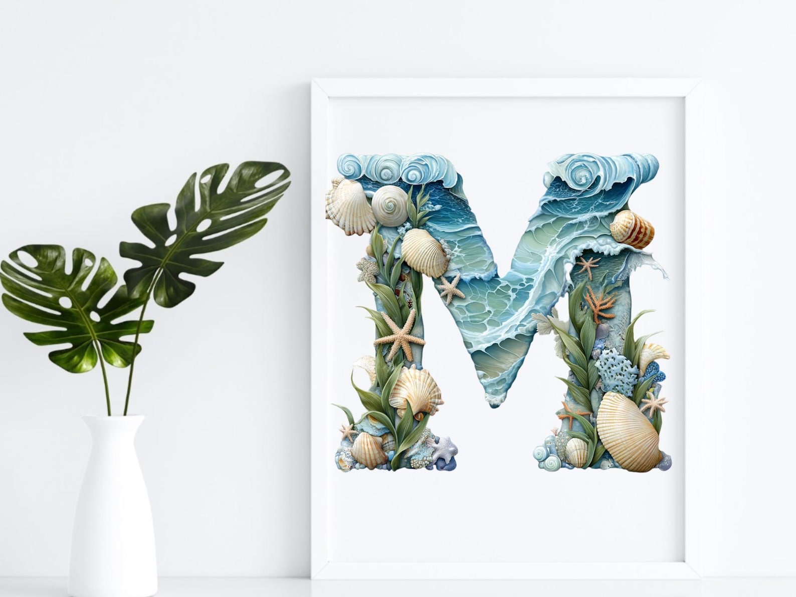 Ocean-themed Alphabet Clipart Set - Seashells & Coral Letters - Marine ...