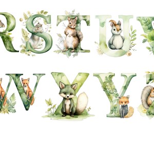 Watercolor Woodland Alphabet Clipart , Alphabet, Transparent Background ...