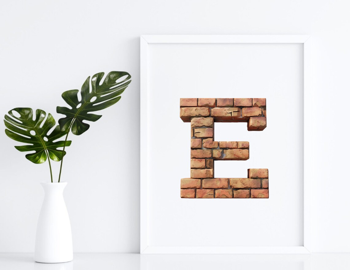 Watercolor Brick Alphabet Clipart, Brick Letters PNG Digital Files on ...
