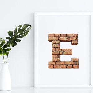 Watercolor Brick Alphabet Clipart, Brick Letters PNG Digital Files on ...