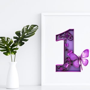 Violet Butterflies Numbers, Violet Numbers, Instant Download for ...