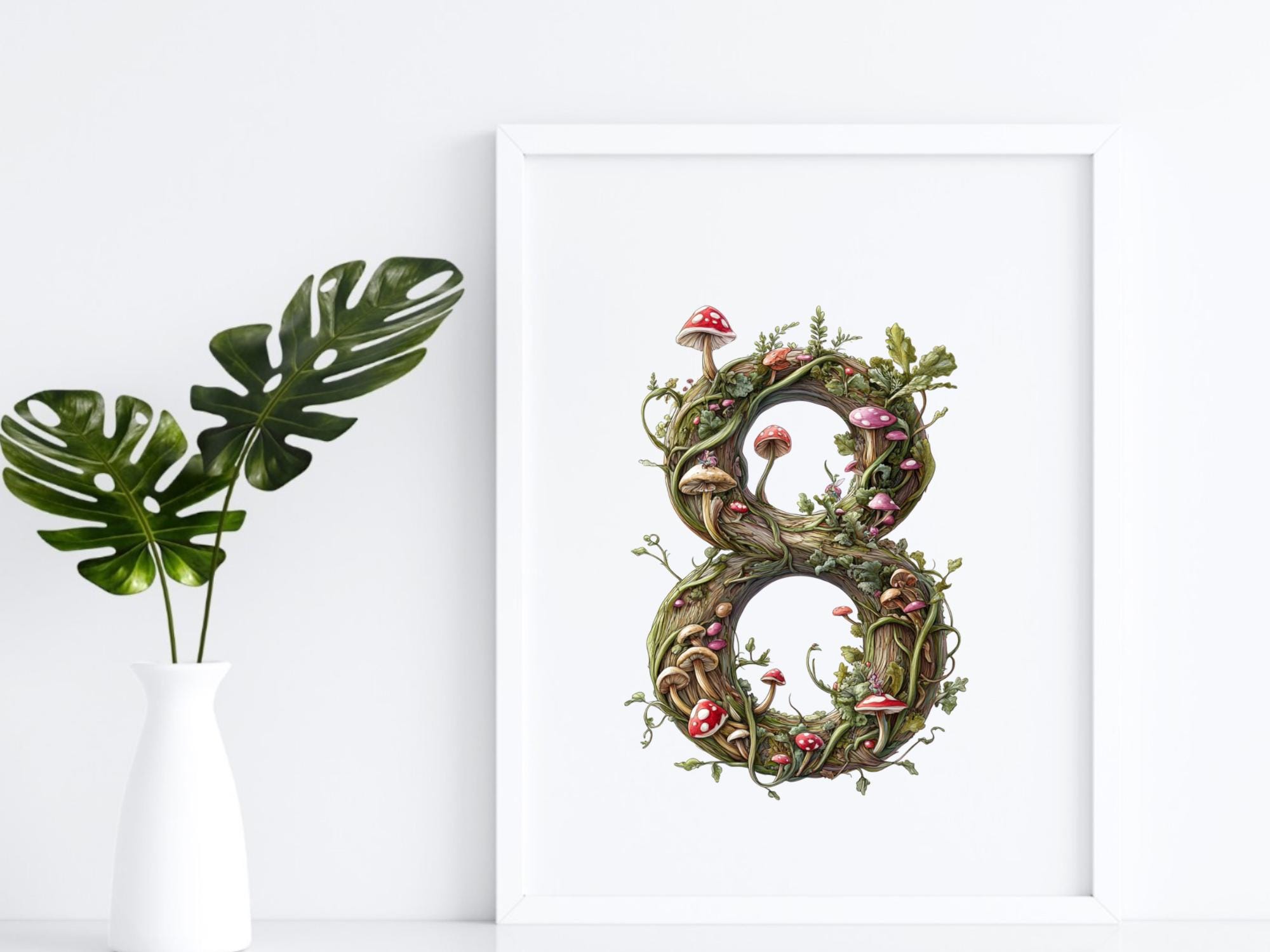 Enchanted Forest Numbers Clipart Mystical Woodland Mushroom Numerals ...