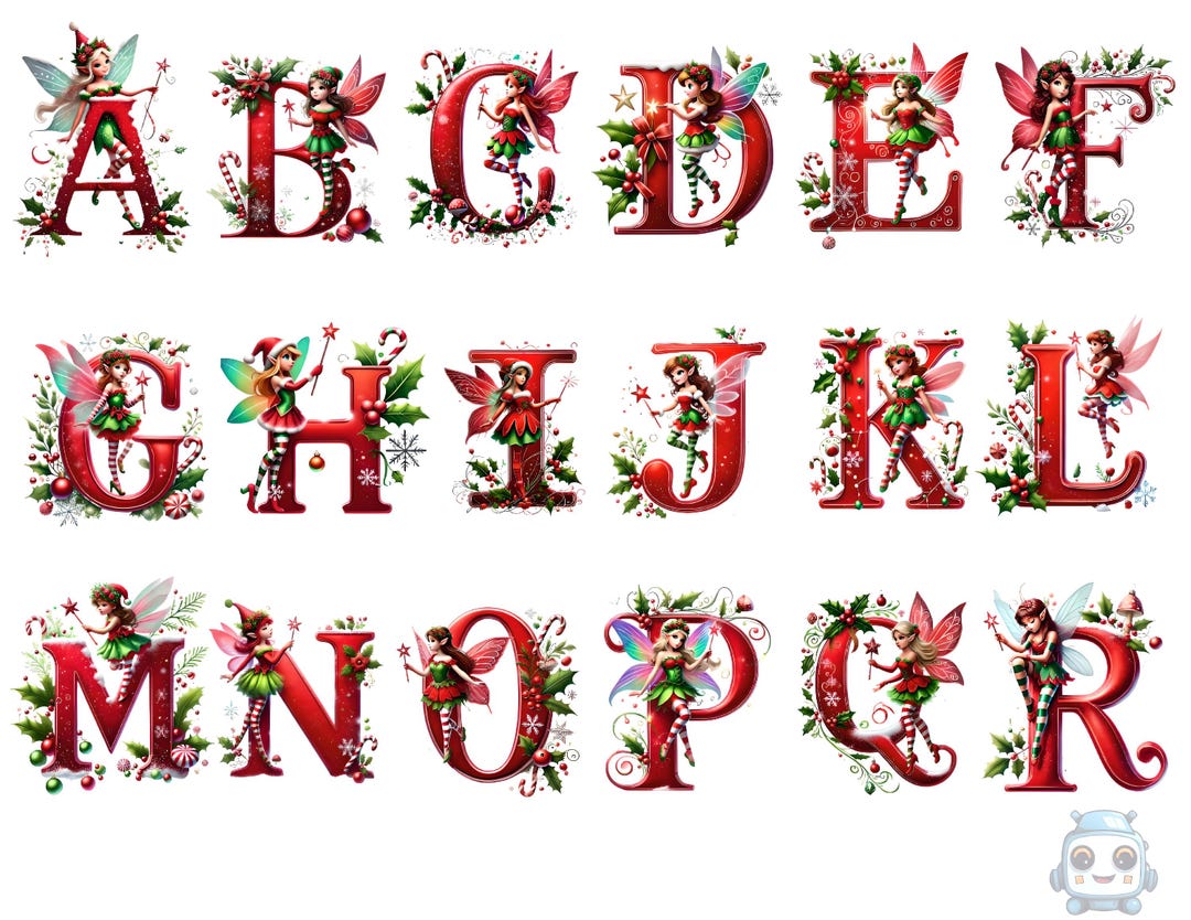 Magical Christmas Fairy Alphabet - Red Letters With Festive Fairies ...