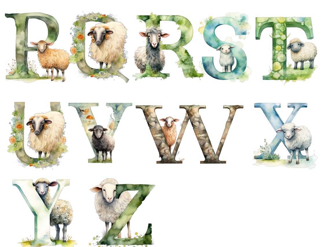 Sheep Alphabet , Transparent Background, High Quality, Clipart, 12x12 ...