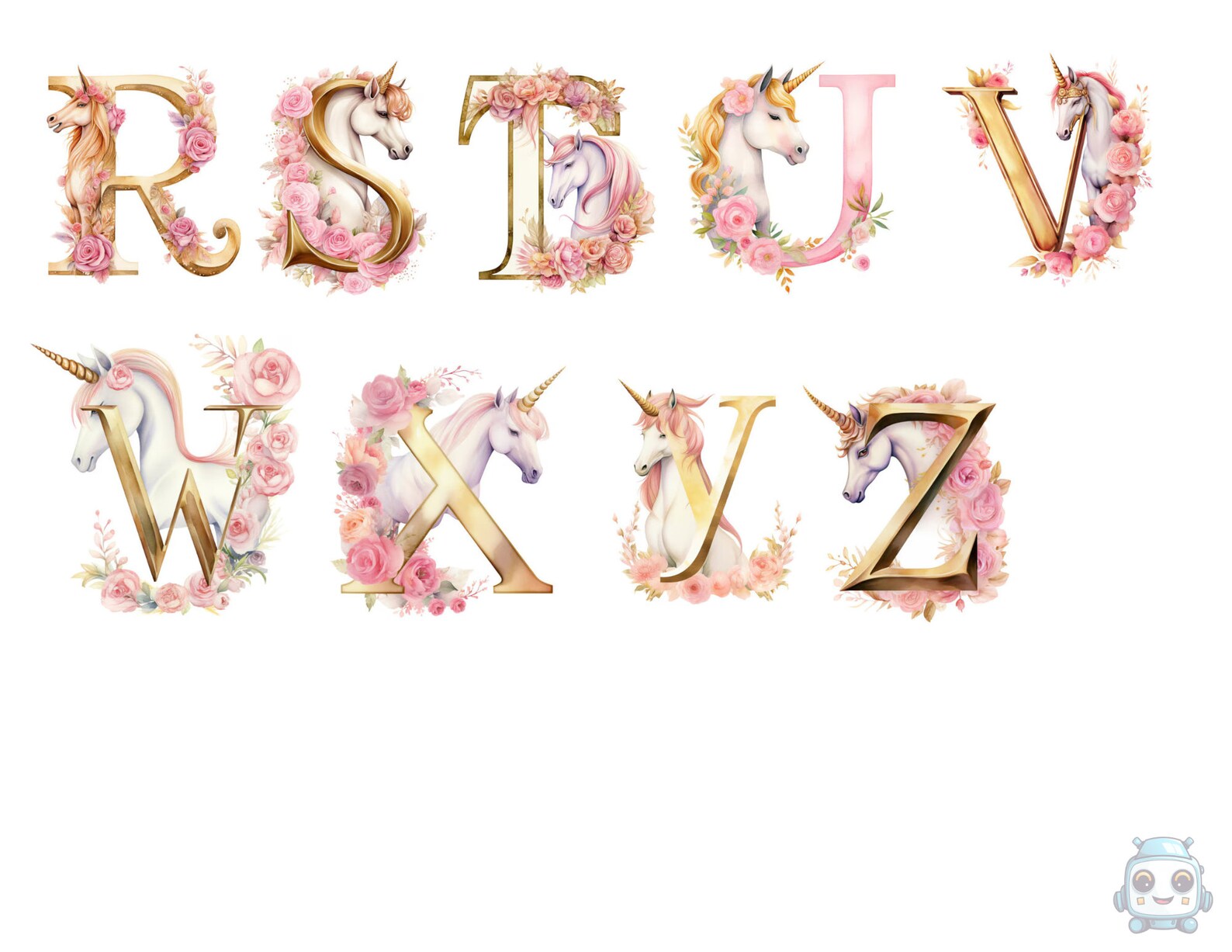 Cute Unicorn Alphabet, Unicorn, Alphabet, Transparent Background, High ...