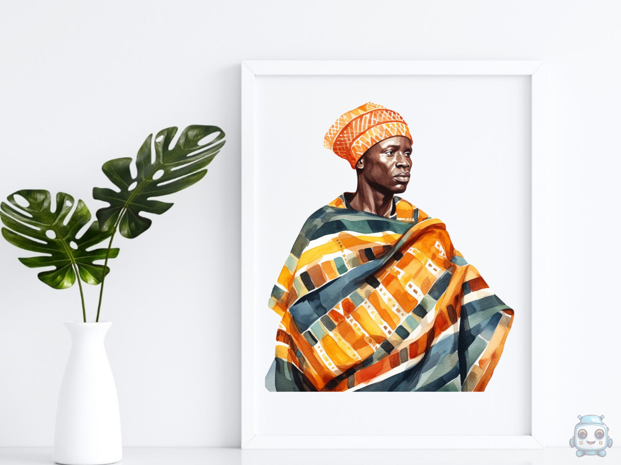 26 Black Men in African Attire Watercolor Clipart, Men of Color Clipart ...
