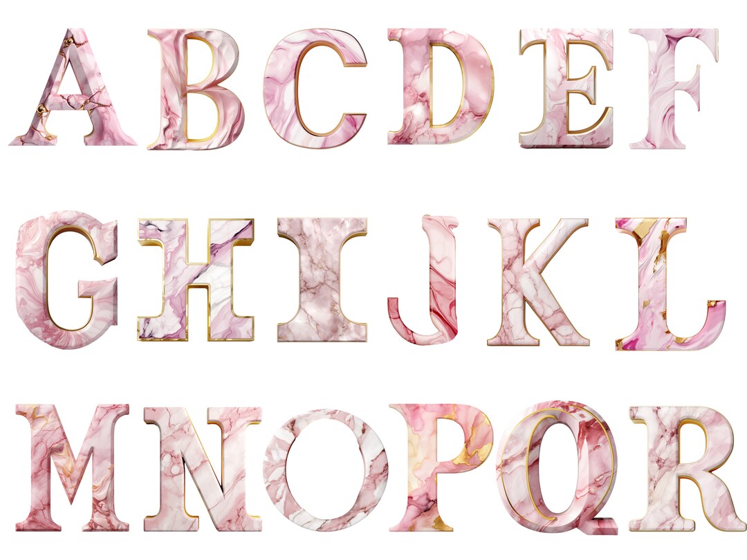 Pink Marble Alphabet Clipart , Marble Alphabet, Transparent Background ...