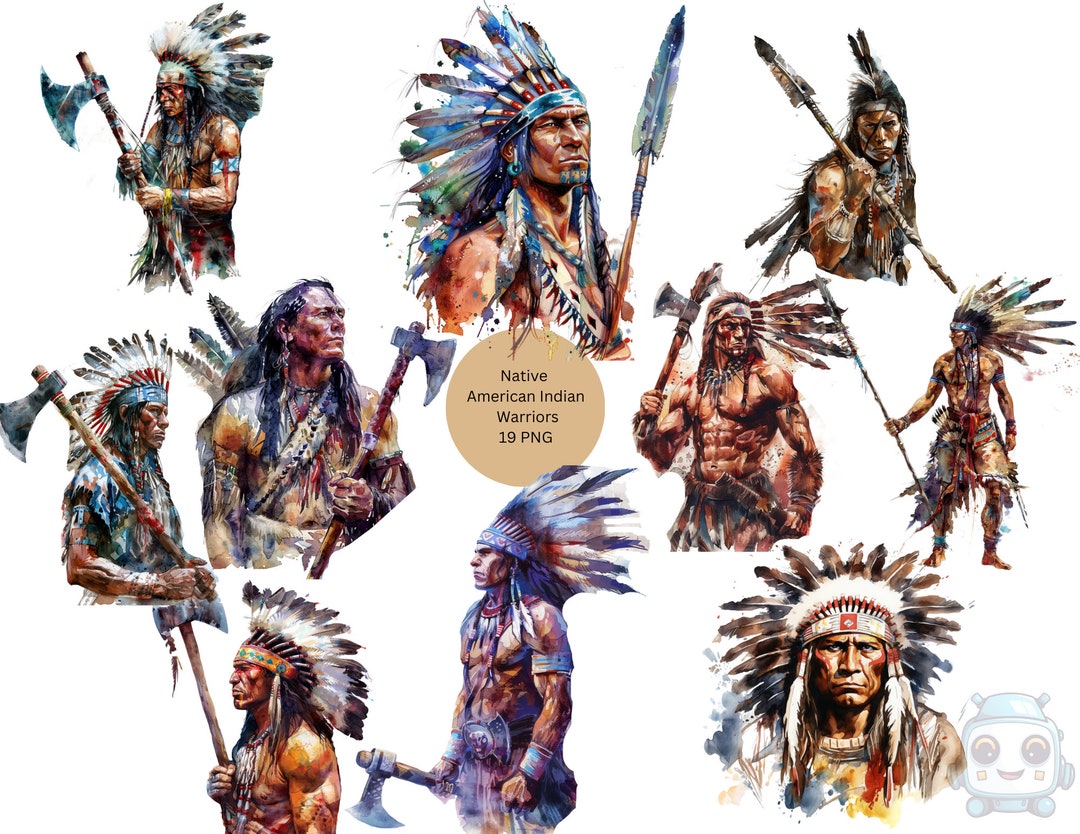 Native American Indian Warriors Clipart, PNG Individual Images on ...