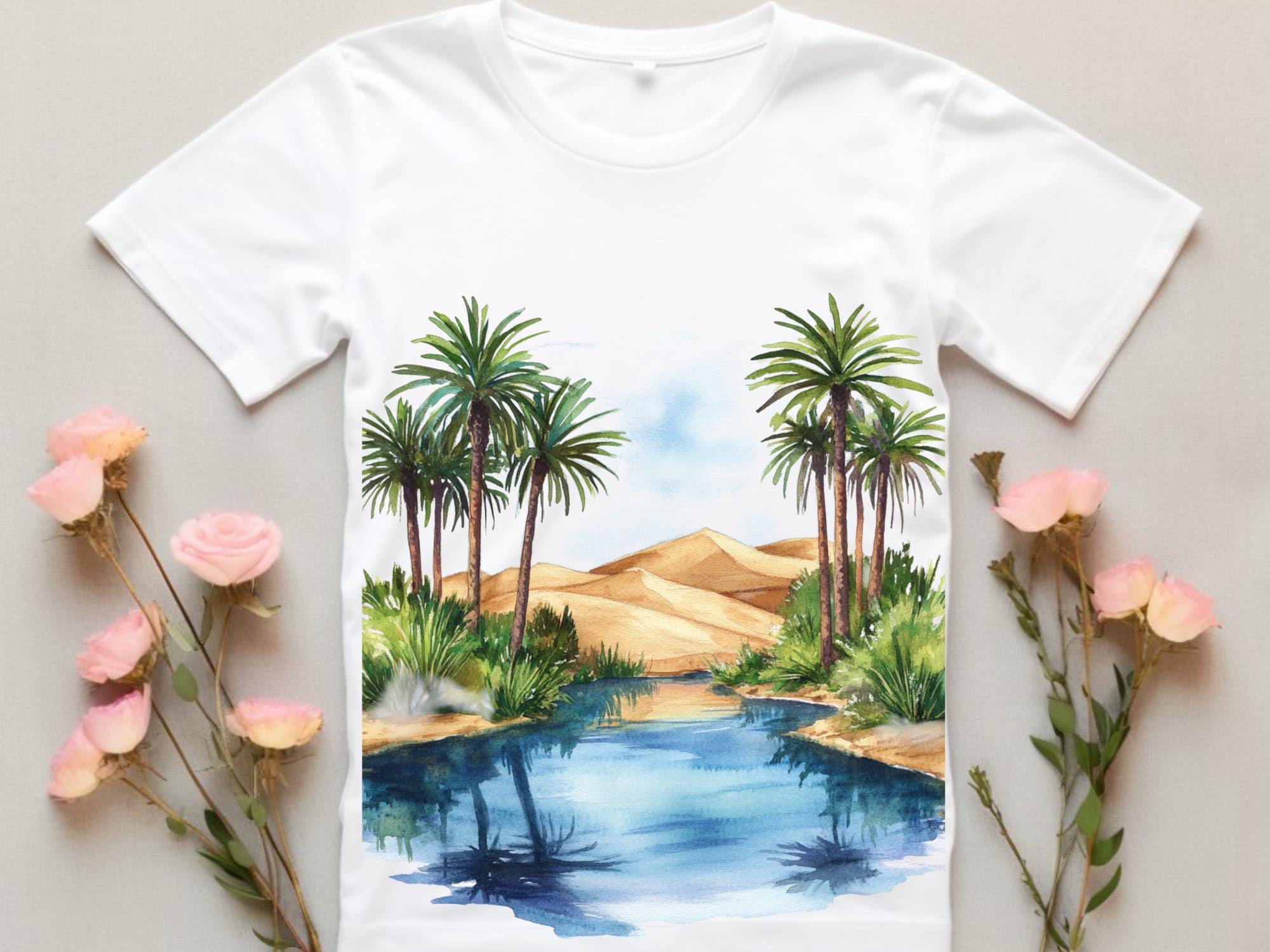 Watercolor Desert Oasis PNG Clipart - 30 Transparent Background Palm ...