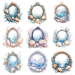 Watercolor Seashell Frame PNG - 33 Transparent Ocean Mirror Clipart ...