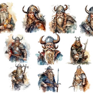 Watercolor Vikings Clipart, PNG Digital Images, Transparent Background ...