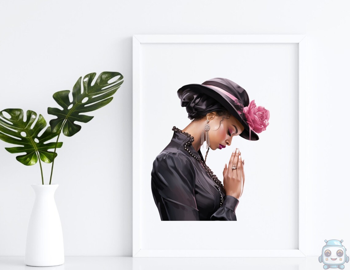 Watercolor 34 Praying Sisters Clipart, Women of Color, Church Hat ...
