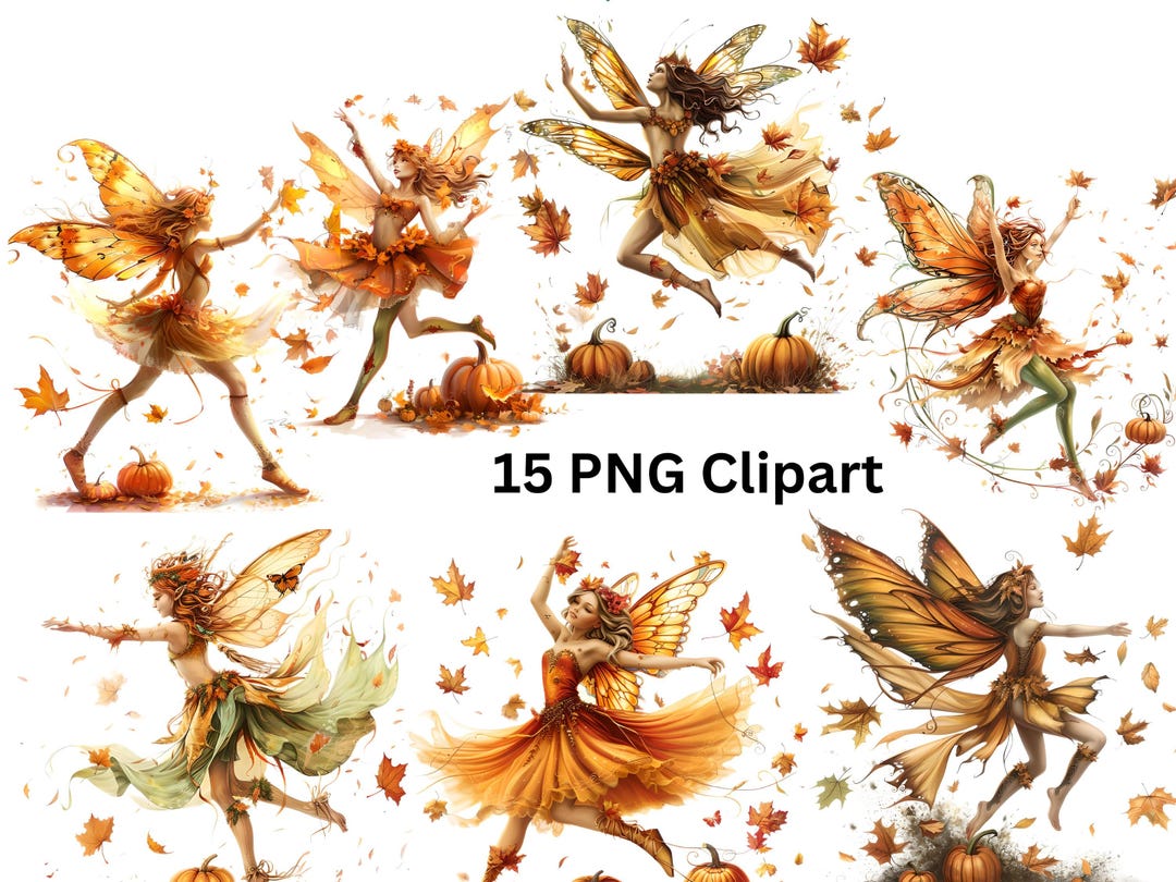 15 Fall Fairies Clipart, Fantasy Clipart, PNG Individual Images on ...