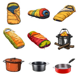 Camping Clipart, PNG Individual Images on Transparent Background ...