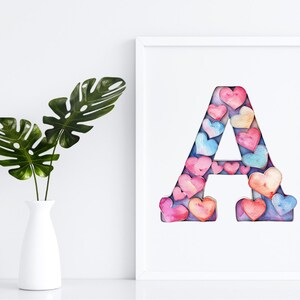 Hearts Alphabet Watercolor, Hearts Letters, Transparent Background ...