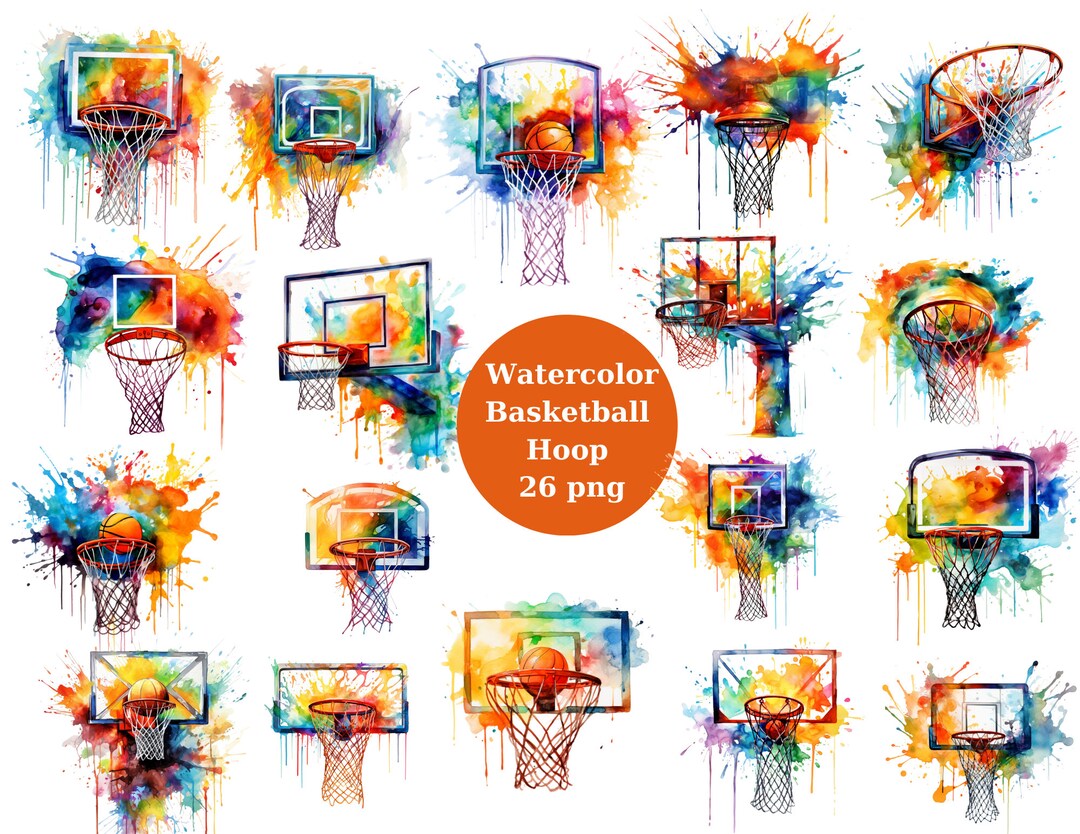 Watercolor Basketball Hoop Clipart, Transparent Background, High ...