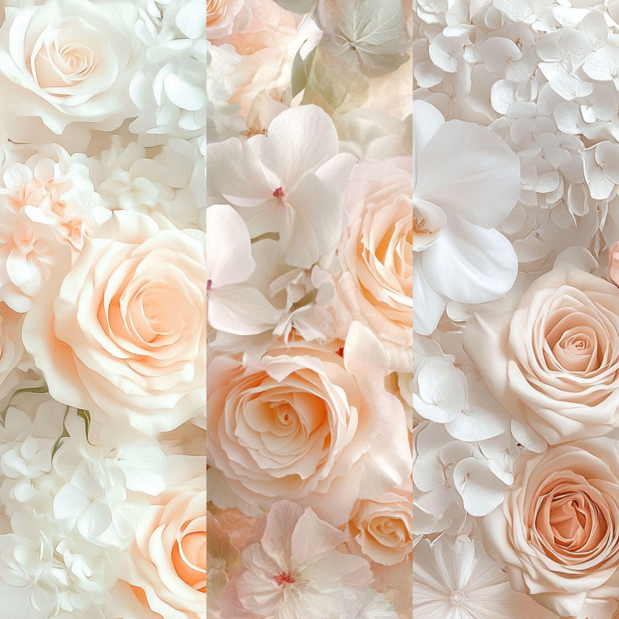 Ivory Rose Digital Paper – 18 Blush & White Floral Backgrounds for ...