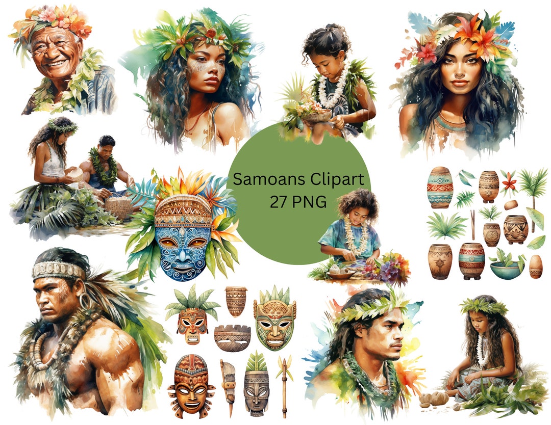 Watercolor Samoans Clipart, Samoan Islands, PNG Digital Files on ...