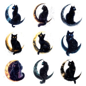 30 Fantasy Black Cats Clipart, Fantasy Clipart, PNG Individual Images ...