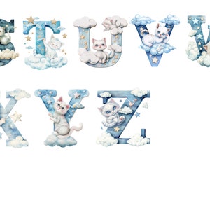 Watercolor Baby Cat Alphabet Clipart, PNG Individual Images on ...