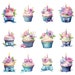 Watercolor Birthday Cupcake Clipart, Birthday, PNG Individual Images on ...