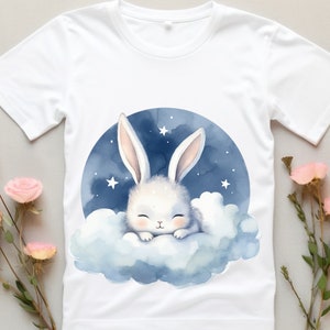 27 Bunnies on Cloud Watercolor Clipart, Bunny Clipart, Kids Clipart ...