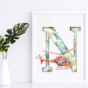 Watercolor Helicopter Alphabet Clipart, Plane Letters Png, Transparent ...