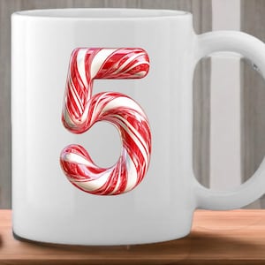Candy Cane Numbers Watercolor Clipart, Christmas Clipart, PNG ...