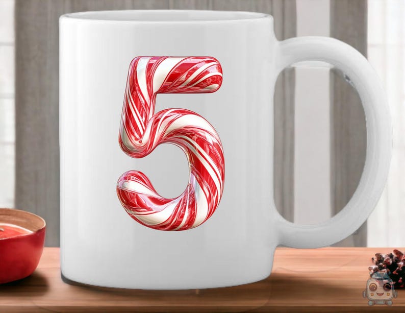 Candy Cane Numbers Watercolor Clipart, Christmas Clipart, PNG ...