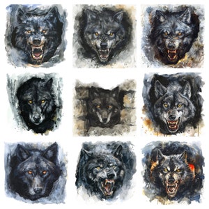 25 Scary Wolves in Caves Clipart, Watercolor Clipart, Halloween, PNG ...