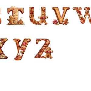 Gingerbread Christmas Alphabet, Letters Png, Alphabet Png, Instant ...