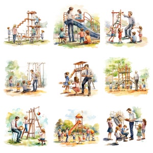 23 Playgrounds Watercolor Clipart, Kids Clipart, PNG Digital Files on ...
