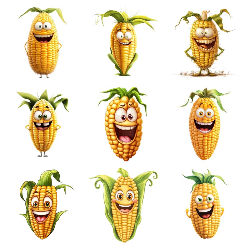 61 Funny Corns Clipart, Whimsical Clipart, Cute Corns, PNG Individual ...