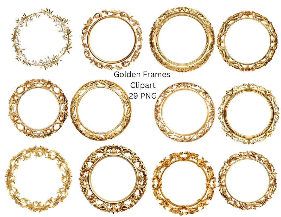 Golden Round Frames Clipart, Logo Clipart, Logo Template, Gold Circles ...