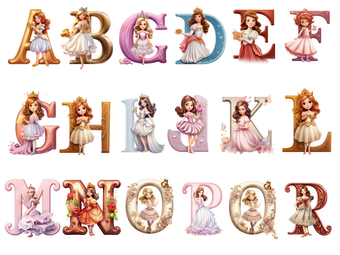 PRINCESS Alphabet, Letters Png, Alphabet Png, Instant Download for ...
