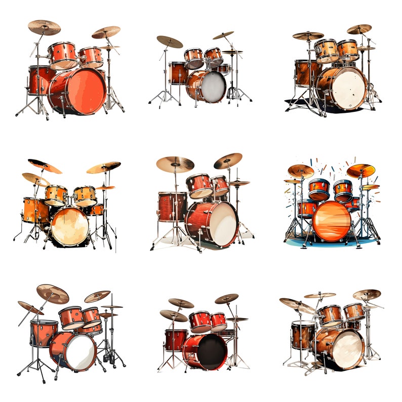Drums Clipart, PNG Digital Files on Transparent Background, Sublimation ...