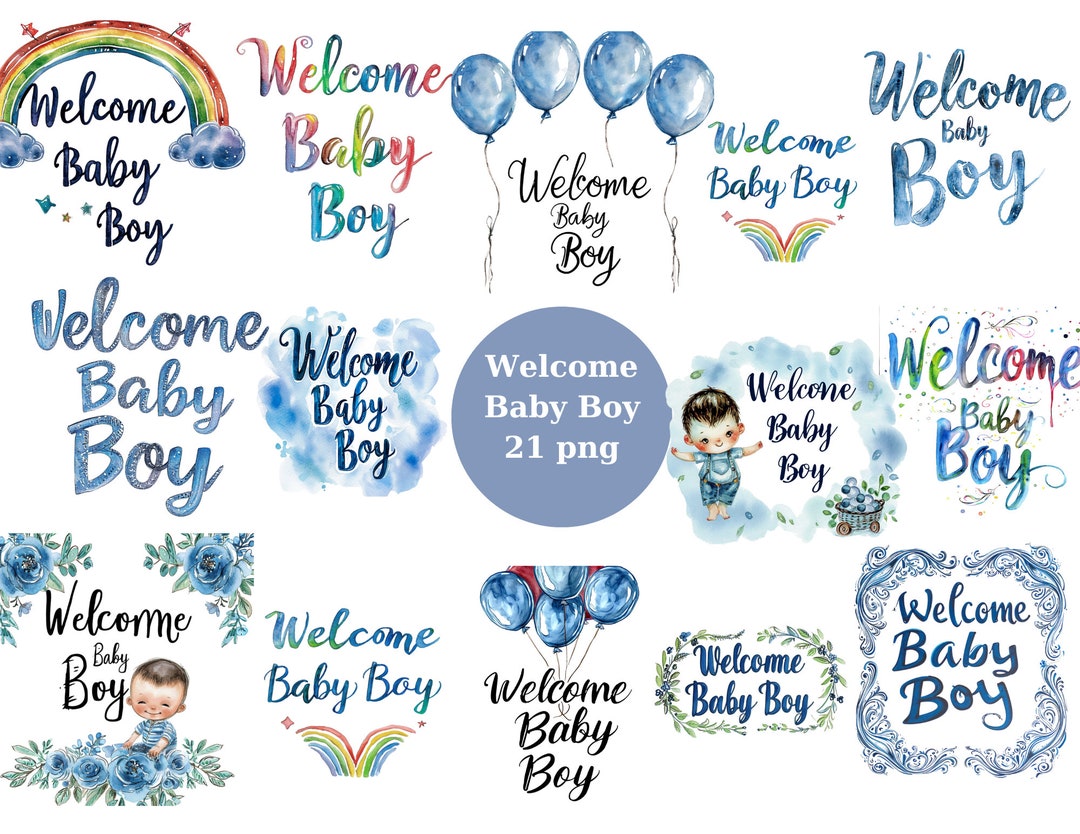 Welcome Baby Boy, PNG and SVG Digital Files on Transparent Background ...