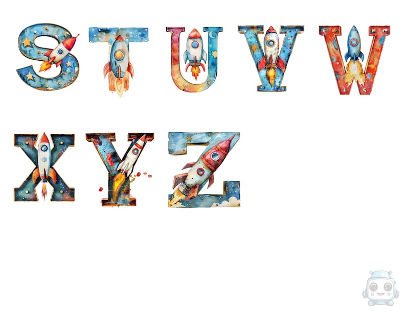 Watercolor Rockets Alphabet Clipart, Pink Letters Png, Transparent ...
