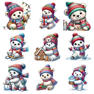 Christmas Polar Bear PNG Clipart, Cute Winter Bear Illustrations ...