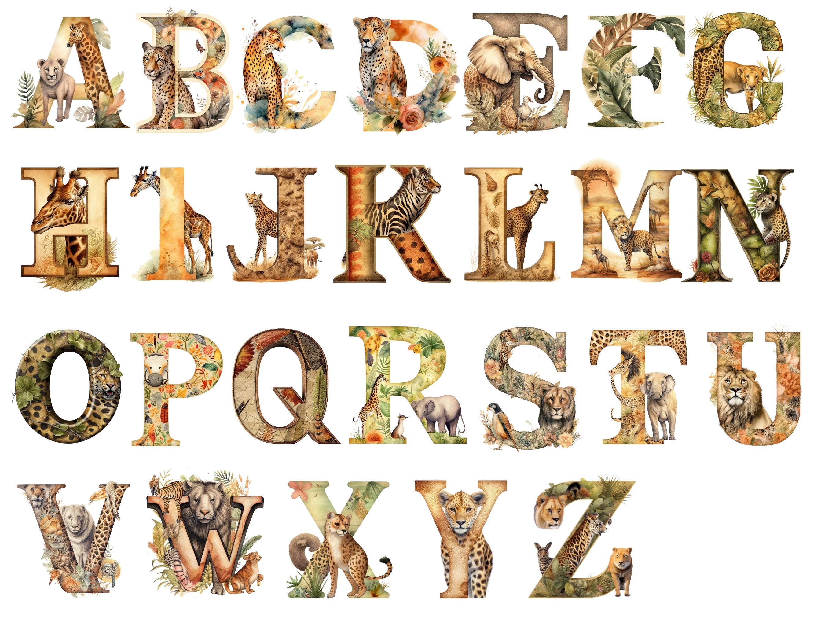 SAFARI FONT png, Safari Alphabet png, Safari png Cut Dateien für Cricut ...