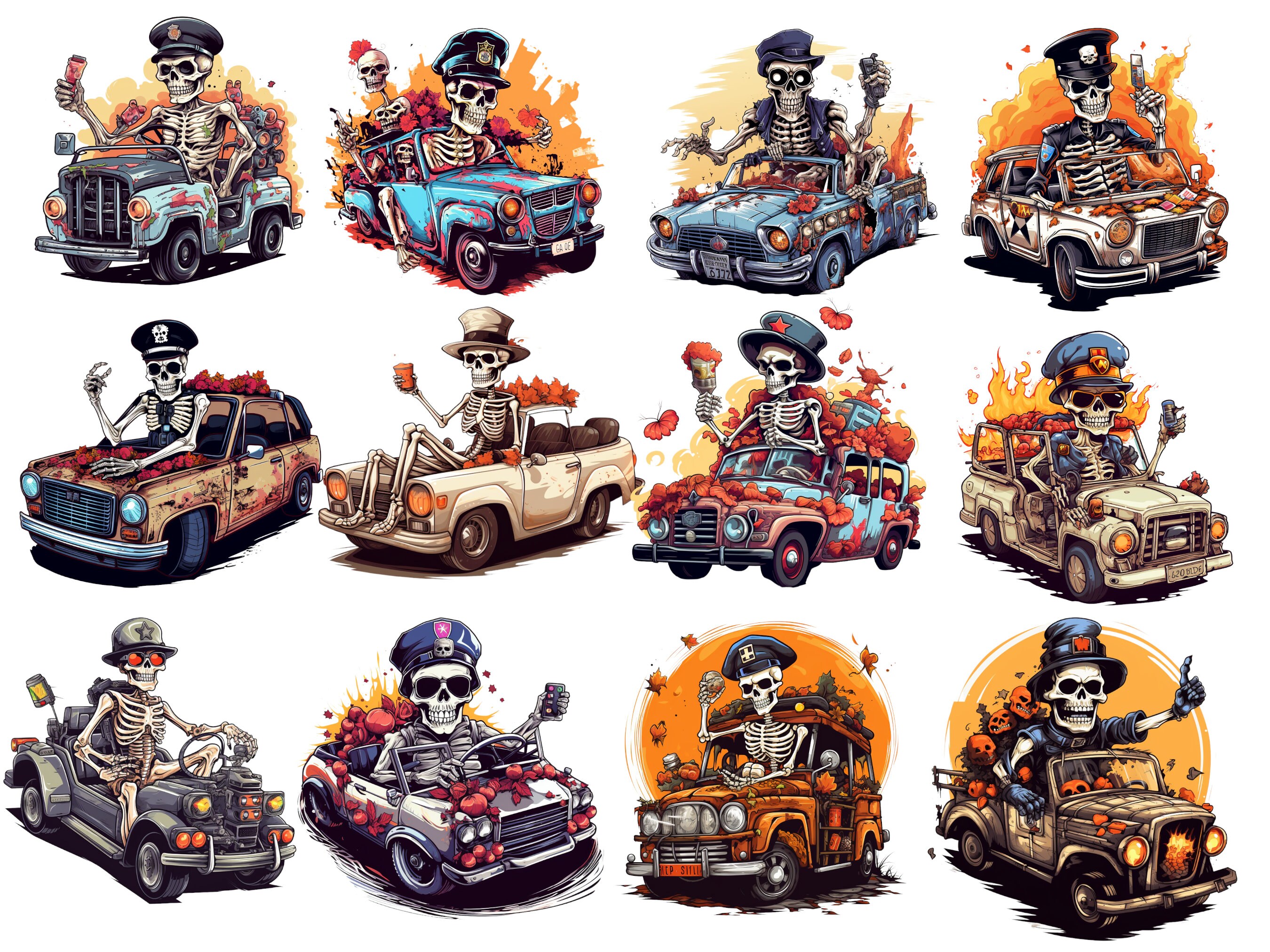 Police Skeletons Clipart Halloween Clipart Scrapbook - Etsy