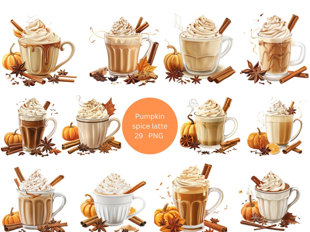 29 Pumpkin Spice Lattes Watercolor Clipart, Fall Clipart, PNG ...